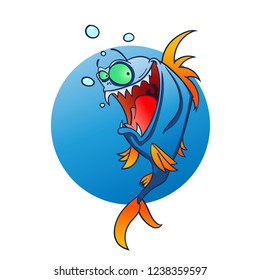 Funny Cartoon Fish Stock Vector (Royalty Free) 1238359597