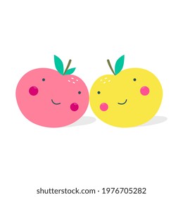 Funny Cartoon Fruit Two Apples Stock Vector (Royalty Free) 1976705282 ...