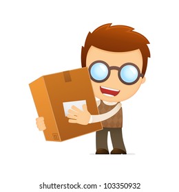 Funny Cartoon Genius Various Poses Use Stock Vector (Royalty Free ...
