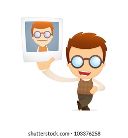 Funny Cartoon Genius Various Poses Use Stock Vector (Royalty Free ...