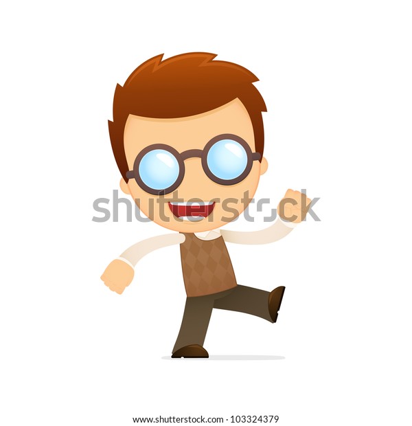 Funny Cartoon Genius Various Poses Use Stock Vector (Royalty Free ...