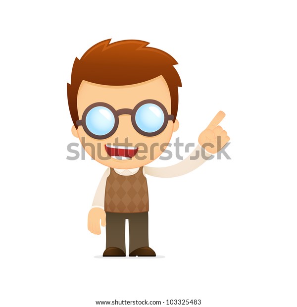 Funny Cartoon Genius Various Poses Use Stock Vector (Royalty Free ...