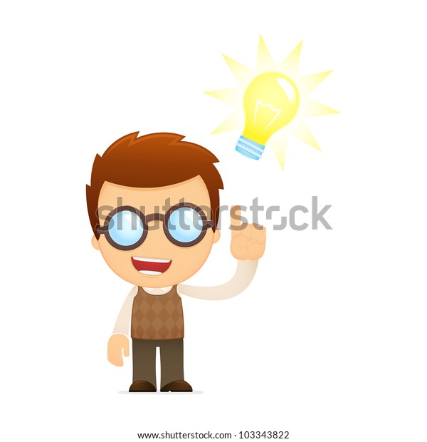 Funny Cartoon Genius Various Poses Use Stock Vector (Royalty Free ...