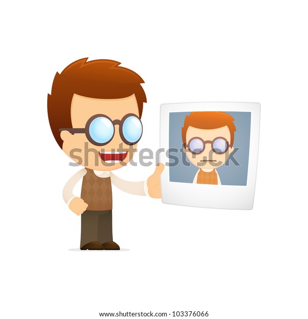 Funny Cartoon Genius Various Poses Use Stock Vector (Royalty Free ...