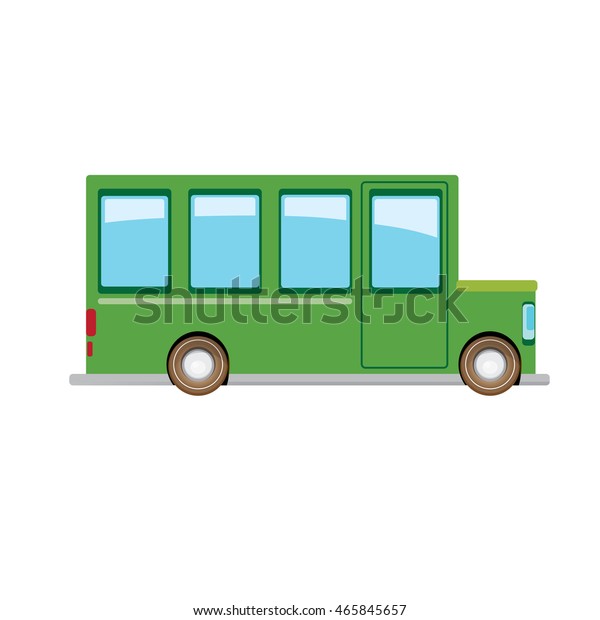 Funny Cartoon Green School Bus Isolated Stock Vector (Royalty Free ...