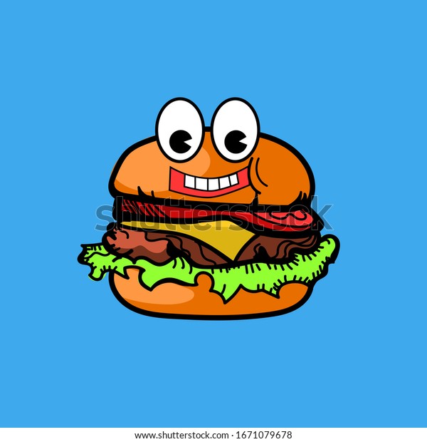Funny Cartoon Hamburger Vector Illustration Stock Vector (Royalty Free ...