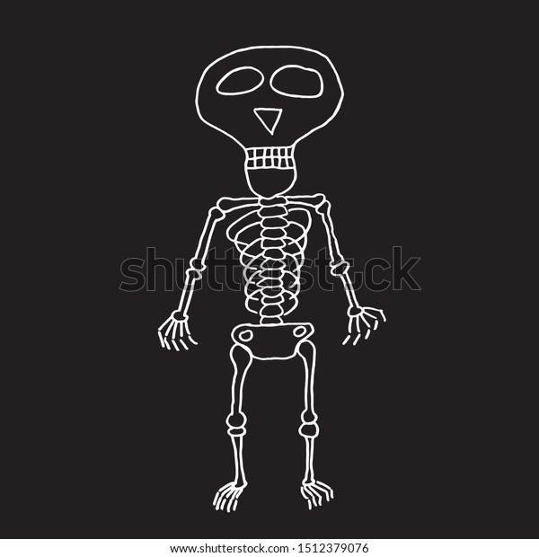 Funny Cartoon Hand Drawn Skeleton Illustration Stock Vector (Royalty ...