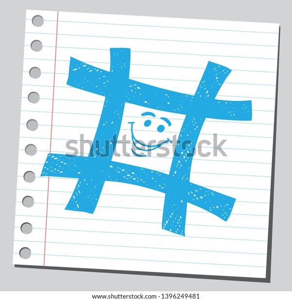 Funny Cartoon Hashtag Character Smiling Stock Vector (Royalty Free ...