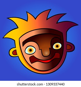 Funny Cartoon Head Vector Colorful Illustration Stock Vector (Royalty ...