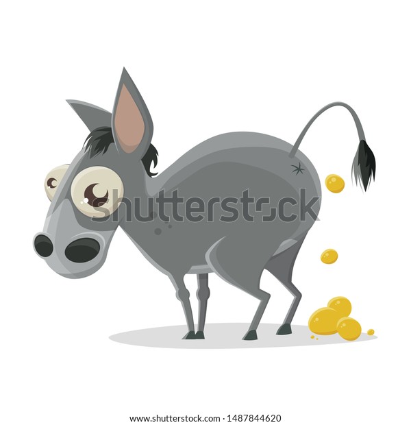 Funny Cartoon Illustration Backside Donkey Producing Stock Vector ...