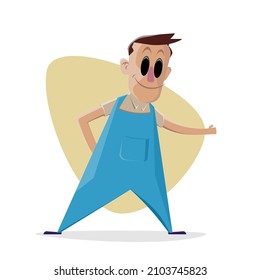 Funny Cartoon Illustration Happy Worker Stock Vector (Royalty Free ...