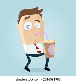 Funny Cartoon Man Drinking Milkshake Stock Vector (Royalty Free ...