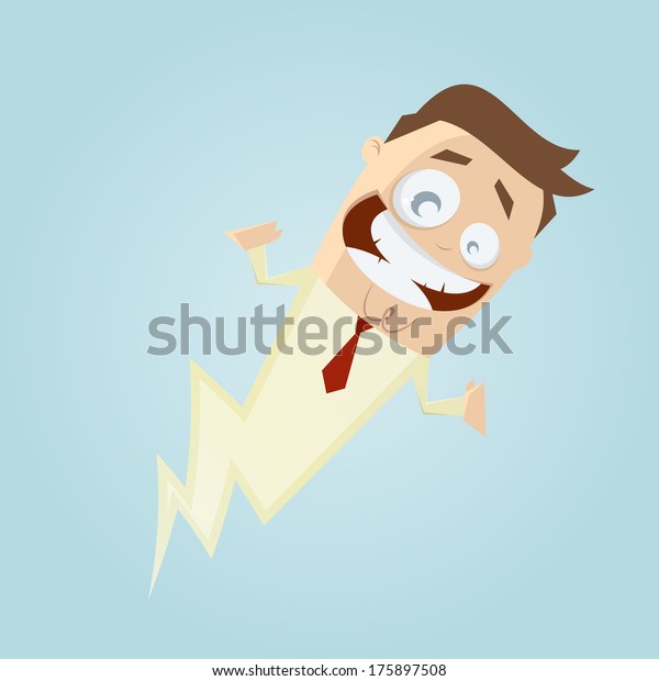 Funny Cartoon Man Fast Lightning Stock Vector (Royalty Free) 175897508 ...
