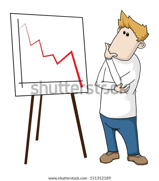 Funny Cartoon Man Looking Chart Thinking Stock Vector (Royalty Free ...