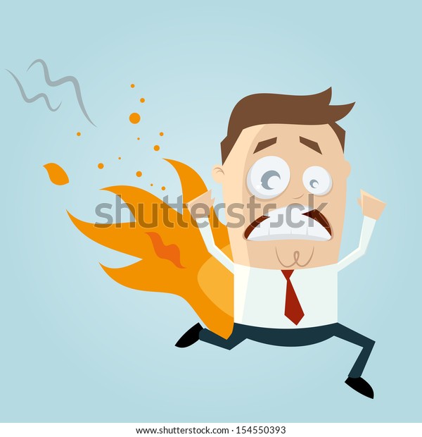 Funny Cartoon Man On Fire Stock Vector (Royalty Free) 154550393