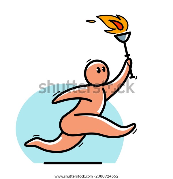 Funny Cartoon Man Running Torch Like Stock Vector (Royalty Free ...