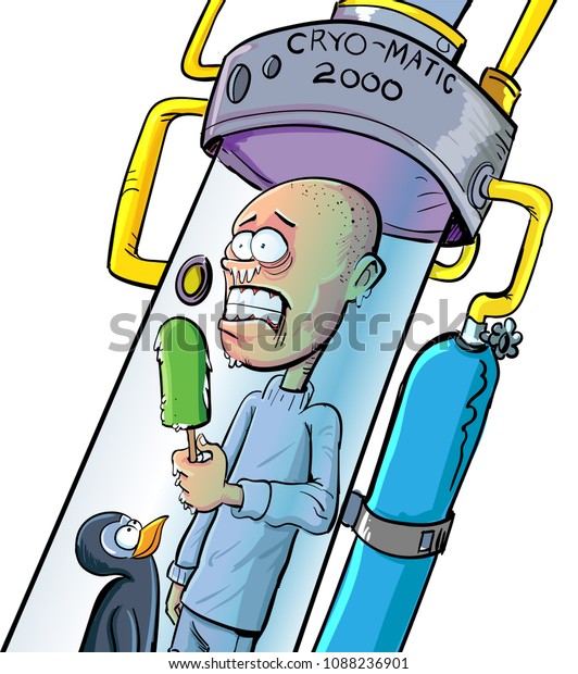 Funny Cartoon Man Stuck Cryo Chamber Stock Vector (Royalty Free ...