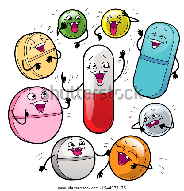 Funny Cartoon Medication Talk Smiling Capsule: vetor stock (livre de ...