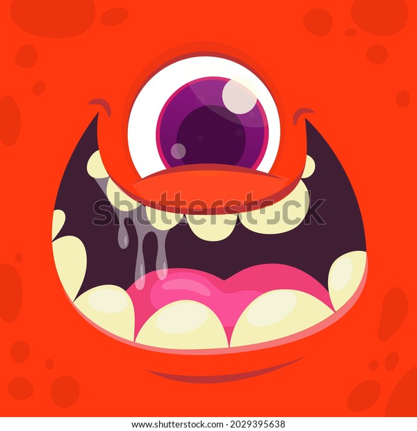 Funny Cartoon Monster Cyclops Face One Stock Vector (Royalty Free ...