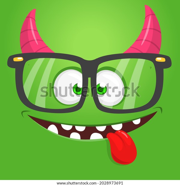 Funny Cartoon Nerd Monster Face Wearing Stock Vector (Royalty Free ...