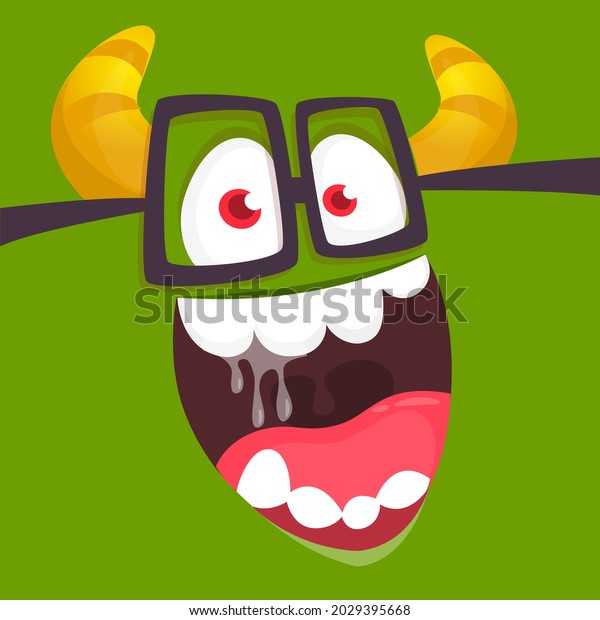 Funny Cartoon Nerd Monster Face Wearing: เวกเตอร์สต็อก (ปลอดค่า ...