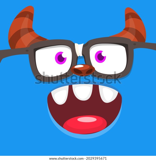 Funny Cartoon Nerd Monster Face Wearing Stock Vector (Royalty Free ...