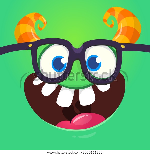 Funny Cartoon Nerd Monster Face Wearing Stock Vector (Royalty Free ...