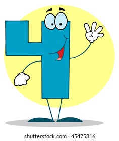 Funny Cartoon Numbers4 Stock Vector (Royalty Free) 45475813