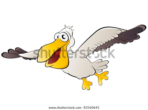Funny Cartoon Pelican Stock Vector (Royalty Free) 83560645