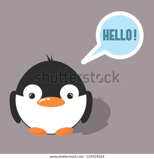 Funny Cartoon Penguin Saying Hello Vector Stock Vector (Royalty Free ...