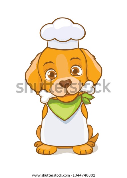Funny Cartoon Puppy Dog Bone Chef Stock Vector (Royalty Free ...