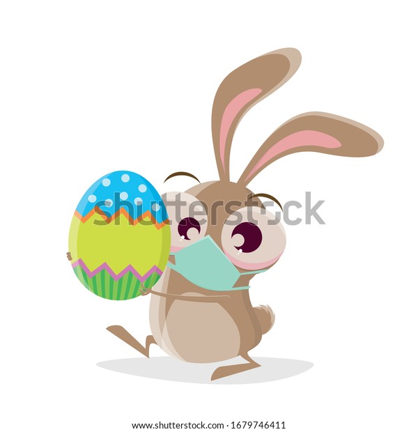 Funny Cartoon Rabbit Breathing Mask Bringing Stock Vector (Royalty Free ...