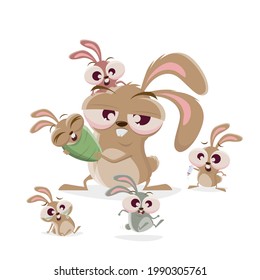 Funny Cartoon Rabbit Children Stock Vector (Royalty Free) 1990305761 ...