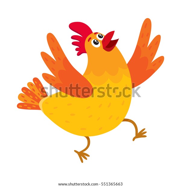 Funny Cartoon Red Orange Chicken Hen Stock Vector (Royalty Free ...