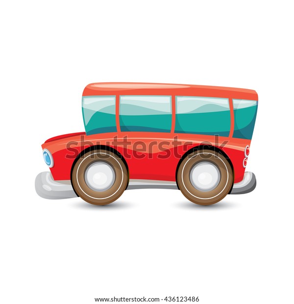 Funny Cartoon Red School Bus Isolated Stock Vector (Royalty Free ...