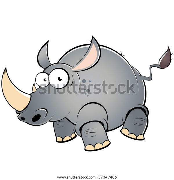 Funny Cartoon Rhino Stock Vector (Royalty Free) 57349486