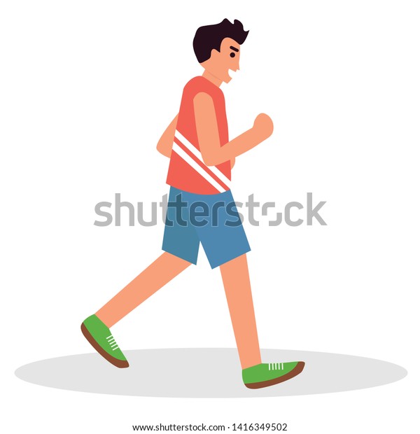 Funny Cartoon Running Guy Cute Run Stock Vector (Royalty Free) 1416349502