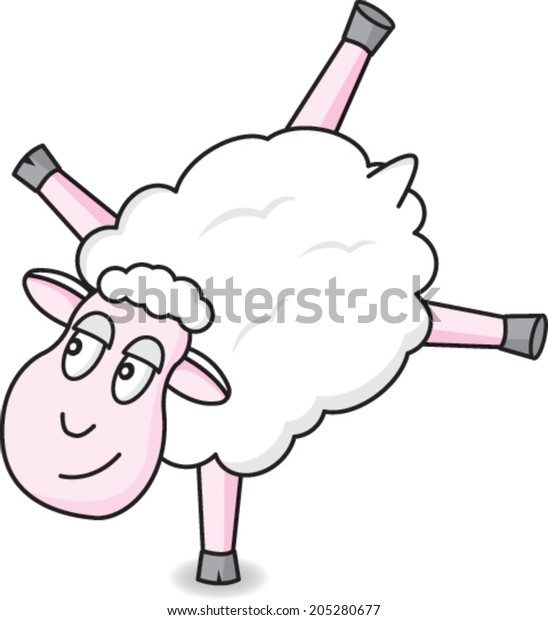 Funny Cartoon Sheep Doing Handstand Vector Stock Vector (Royalty Free ...