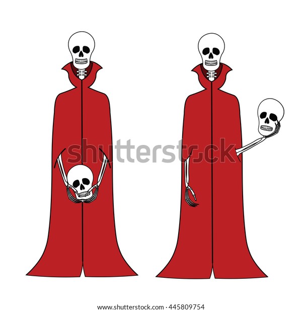 Funny Cartoon Skeletons Their Red Cloaks: vector de stock (libre de ...