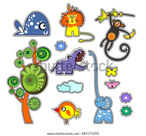 Funny Cartoon Stickers Stock Vector (Royalty Free) 484175392 | Shutterstock