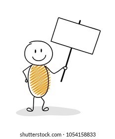 Cartoon Stickman Empty Banner Text Vector: เวกเตอร์สต็อก (ปลอดค่า ...