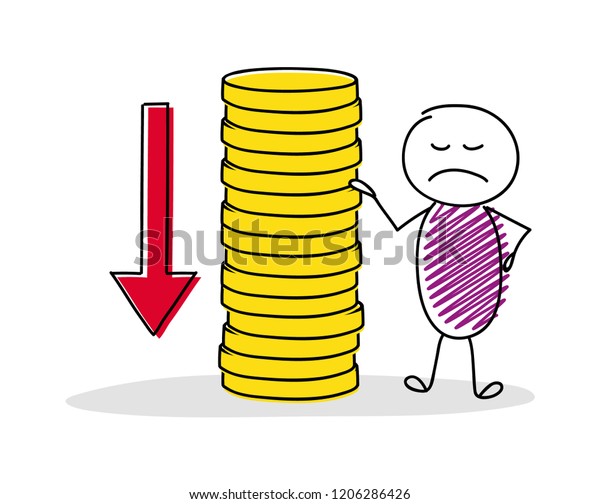 Funny Cartoon Stickman Money Stack Vector Stock Vector (Royalty Free ...