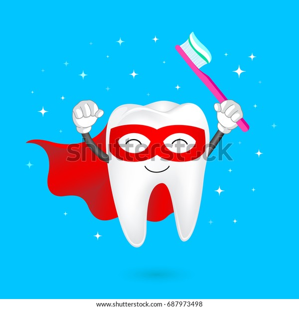 Funny Cartoon Tooth Holding Toothbrush Super Stock Vector (Royalty Free ...