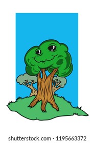 Funny Cartoon Tree Character Face Vector Stock Vector (Royalty Free ...