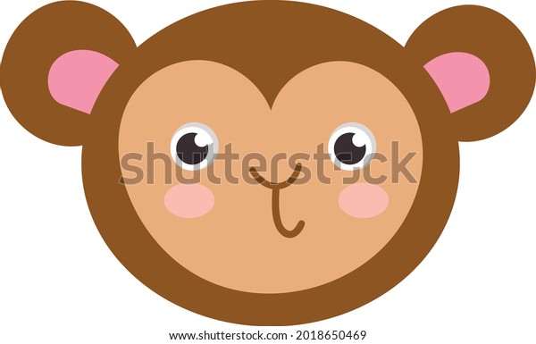 Funny Cartoon Tropical Smiling Monkey Face Stock Vector (Royalty Free ...