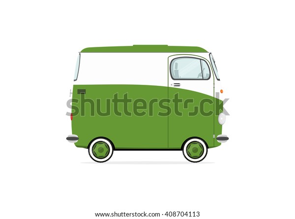 Funny Cartoon Van On White Background Stock Vector (Royalty Free ...