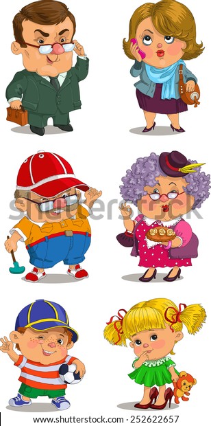 Funny Cartoon Vector Illustration Set Family Stock Vector (Royalty Free ...