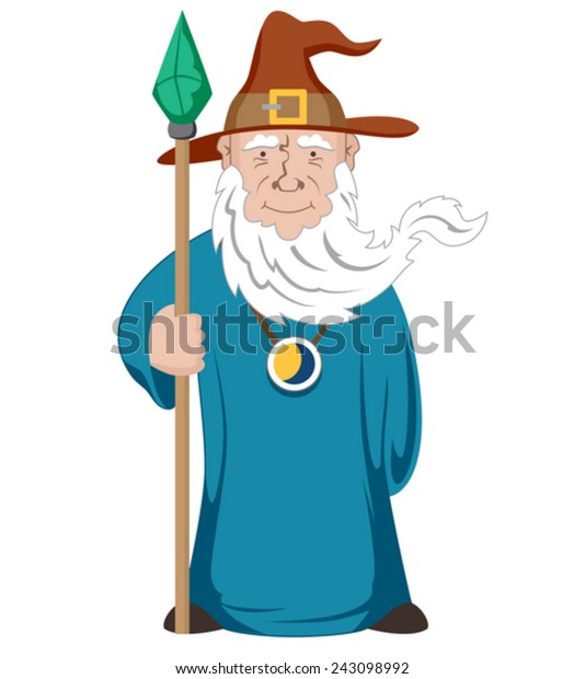 Funny Cartoon Wizard Stick Vector Illustration Stock Vector (Royalty ...