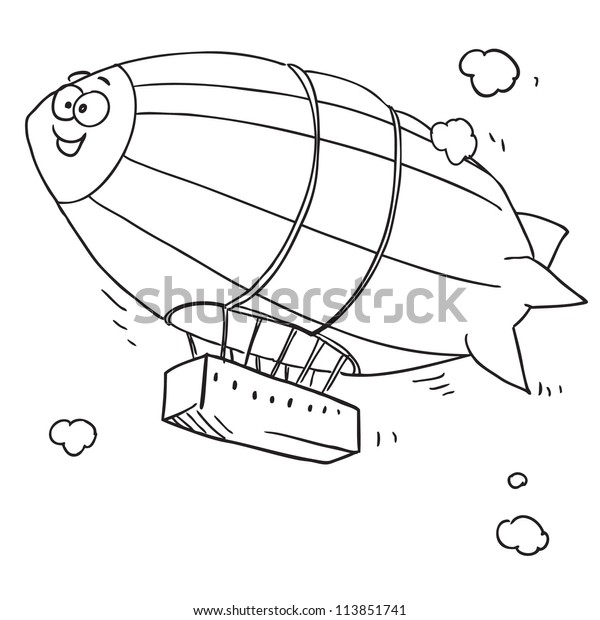 Funny Cartoon Zeppelin Stock Vector (Royalty Free) 113851741