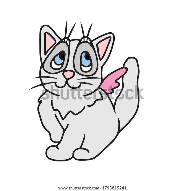 Funny Cat Wings Vector Childrens Design Stock Vector (Royalty Free ...